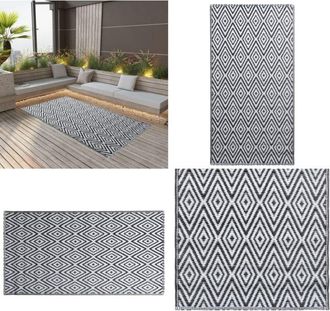 vidaXL Vidaxl - Tapis dextérieur arakil Blanc et noir 120x180 cm pp - Tapis Exterieur - Tapis De Terrasse - Tapis De Balcon - Motif Jacquard - Tapis Design