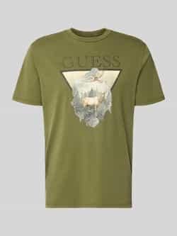 Guess Regular Fit T-Shirt aus reiner Baumwolle mit Motiv-Print