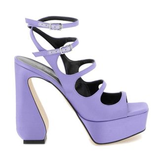Sergio Rossi Seidensandalen mit verstellbaren Riemen und skulptiertem Absatz - - Shoes - Damen - Lila - 36 1/2 EU