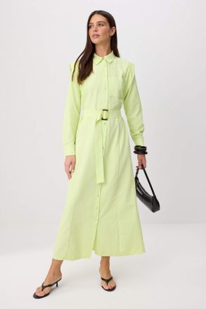 Trendyol Modest Damen Gr&uuml;n Einfarbig Maxi Lang Casual Skater Modest Kleider
