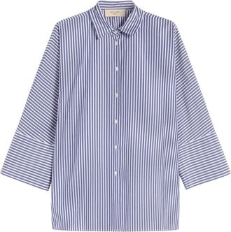 Max Mara Femme, Blouses et Chemises, Bleu, Taille: 44 FR Camicia over in popeline
