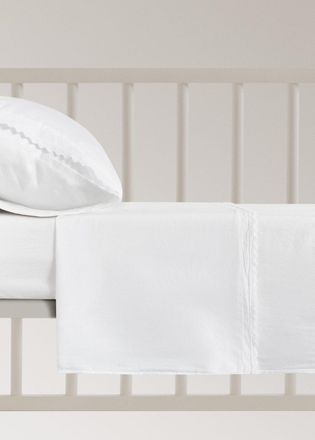 Mango Drap plat berceau percale garment-washed blanc - Home - 100x150cm - MANGO HOME