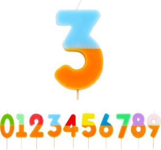 Talking Tables Orange und Blau Kerze Zahl 3 für Kuchen | Bunte Geburtstagstortenaufsatz Dekorationen für Kinderparty, Jungen 13., Mädchen, Jahrestag, Meilenstein