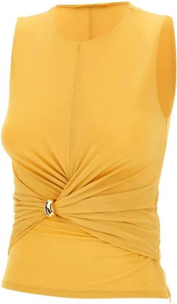 Elisabetta Franchi Femme, Tops, Jaune, Taille: 36 FR Top en jersey avec d&eacute;tail bijou