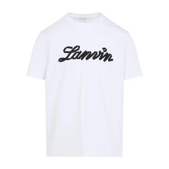 Lanvin Homme, Tops, Blanc, Taille: XL T-shirt avec logo brod&eacute;