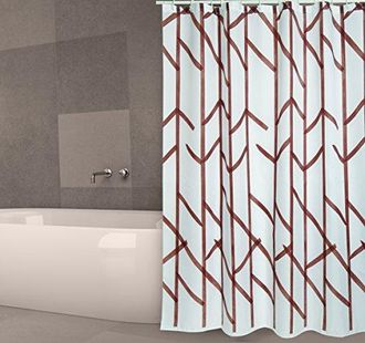 MSV Cotexsa by Premium Anti-Schimmel Textil Duschvorhang - Anti-Bakteriell, waschbar, 100% wasserdicht, mit 12 Duschvorhangringen - Polyester, Tree Wei&szlig;, 