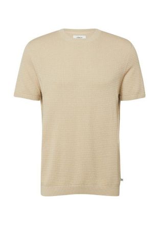 s.Oliver Kurzarmpullover Strickpullover Gestricktes T-Shirt aus Baumwoll-Leinen-Mix