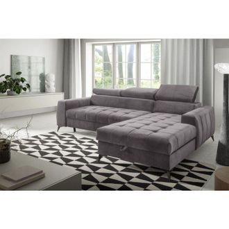 Fun M&ouml;bel Ecksofa Schlafsofa Sofa agnesa xs Stoff Salvador Grau Ottomane Rechts