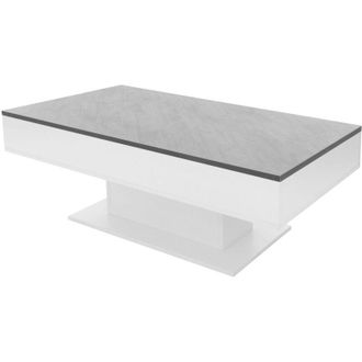 ML Design ML-Design Couchtisch mit 2 Stauf&auml;chern, 110x60x40 cm, Beton-Optik/Wei&szlig;