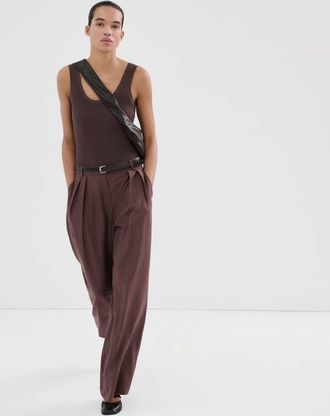 Mango Combinaison &agrave; fines rayures marron clair/pastel - Femme - XS - MANGO