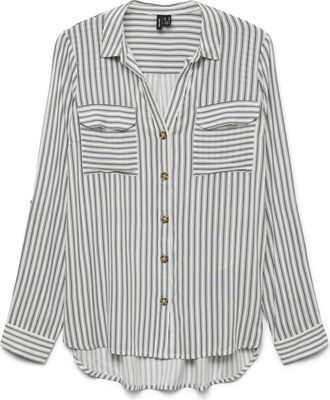 Vero Moda Damen Vmbumpy L/S Shirt New WVN Ga Noos, Snow White, XS