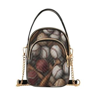 Mnsruu Petit sac &agrave; bandouli&egrave;re r&eacute;tro en bois de batte de baseball pour femme
