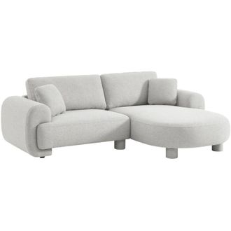 Sweeek Sweeek - Canap&eacute; dangle droite 3 places tissu, pieds ronds l 231 x p 160 / 88 cm - Zenio en Tissu Gris clair