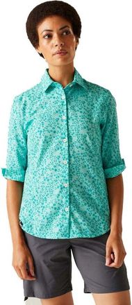 Regatta Damen Kurzarmshirt Shirt Wanderbluse Kinnis Bluse, Farbe:T&uuml;rkis, Artikel:-D6B Aruba Blue Meadow Print, Gr&ouml;&szlig;e:36