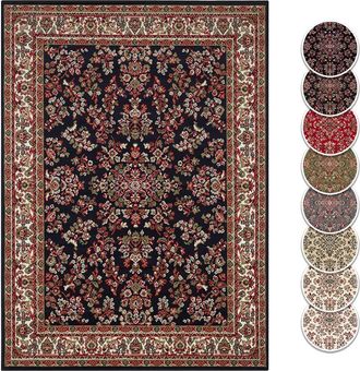 Hanse Home Design Kurzflor Wohnzimmerteppich Orient - Zabul Perser Look, Orientalischer Teppich für Esszimmer, Wohnzimmer, Schlafzimmer - Blau, 80x150 cm