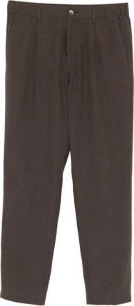 Herno Femme, Pantalons, Brun, Taille: 38 FR Linen Cotton Button Straight Pantalons