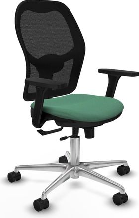 Piqueras y Crespo B&uuml;rostuhl mit 3D-Armen, h&ouml;henverstellbare Lendenwirbelst&uuml;tze, ausgestattet mit Syncro/Traslack und injiziertem Schaumstoff, Schwarz/Smaragdgr&uuml;n