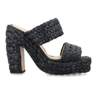 Bottega Veneta Raffia Mules mit Absatz - - Shoes - Damen - Schwarzk - 39 1/2 EU