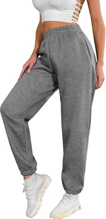 Heekpek Jogginghose Damen Baumwolle W&auml;rme Sporthose Damen Lang Sweatpants L&auml;ssige Lose Dick Freizeithose Damen Warme Hose f&uuml;r Winter, Dunkelgrau, XL