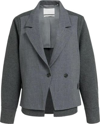 YaYa Yaya - Blazer &agrave; empi&egrave;cements contrastants et coupe ample - Femme - Vestes - Gris - Taille: 42 FR