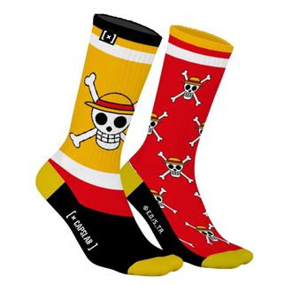 Capslab Herrensocken, One Piece, Baumwolle, 1 Paar Fantasie-Socken, limitierte und originelle Edition, Rot / Gelb / Wei&szlig; / Schwarz, 39-42