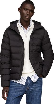 Tommy Hilfiger Herren Steppjacke Mid Weight mit Kapuze, Schwarz (Black), 3XL