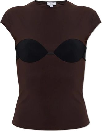 Maison Margiela Femme, Tops, Brun, Taille: 42 FR T-Shirt &agrave; Coques Rembourr&eacute;es