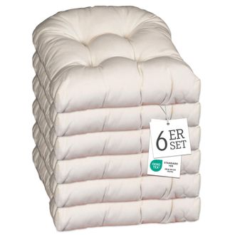 Beo Sitzkissen Stuhl 40x40 Halbrund 6er Set Made in EU | Bequemes, 10cm Dickes Stuhlkissen Waschbar | Indoor & Outdoor geeignet Dank Ausbleich-Schutz und 