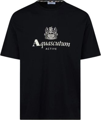 Aquascutum Active T-shirt Mit Gro&szlig;em Logo, Schwarz