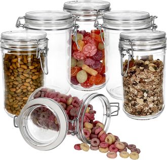 Bormioli Rocco Ambala Fido 6er Set Vorratsgläser 750 ml I Ø 9,8 cm I runde Aufbewahrungsgläser mit Drahtbügel I Luftdichte Vorratsdosen I Glasbehälter mit Deckel für