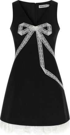 Self Portrait Femme, Robes, Noir, Taille: 34 FR Crepe Bow Lace Mini Dress
