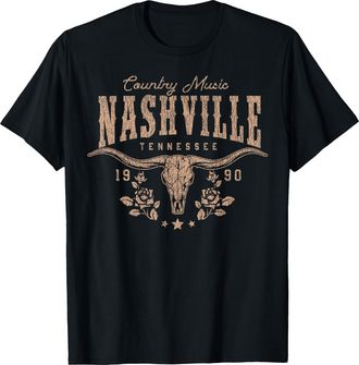Trendy Apparel Country Music Nashville Tennessee 1990 Skull T-Shirt