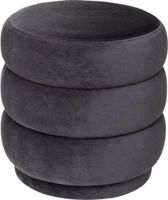 Atmosphera Pouf cylindrique en velours gris Sinan - Diam&egrave;tre 40 cm x Hauteur 40 cm Atmosphera cr&eacute;ateur dint&eacute;rieur, livraison gratuite