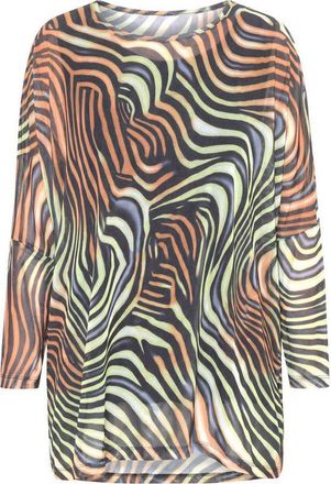 Angel Of Style Druckbluse Bluse oversized Mesh Wellenmuster blickdichtes Top