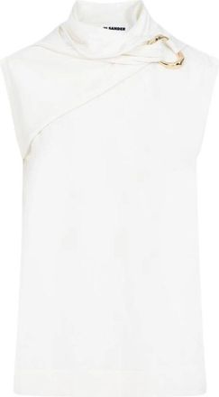 Jil Sander &Auml;rmelloses Oberteil mit drapiertem Ausschnitt - - Tops - Damen - Wei&szlig; - S