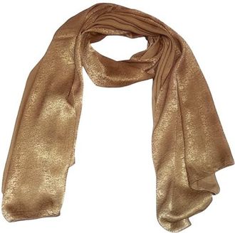 World of Shawls &Eacute;charpe hijab luxueuse en velours &eacute;cras&eacute; - Ch&acirc;le doux et l&eacute;ger dor&eacute; pour femme - &Eacute;l&eacute;gant et modeste - Style de soir&eacute;e ou de quotidien, &eacute;charpe de mari