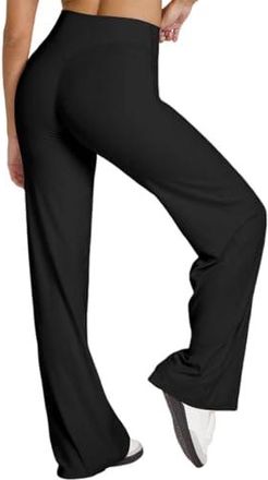 Generico Pantalon de yoga sans couture pour femme taille haute Legging &eacute;vas&eacute; Legging de sport large et droit pour yoga Opaque Pantalon cloche &agrave; taille &eacute;lastiqu