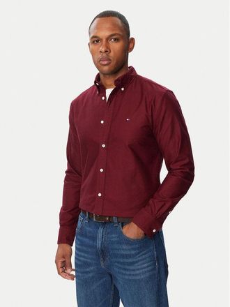 Tommy Hilfiger Hemd Solid Heritage MW0MW35774 Dunkelrot Regular Fit