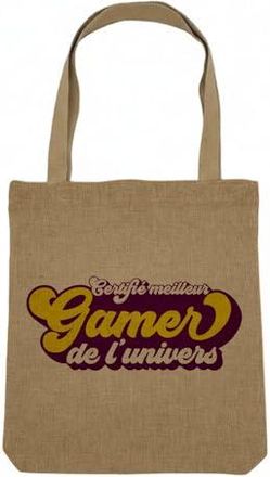 Fabulous Sac Shopping Tote Bag Aspect Lin - Certifi&eacute; meilleur Gamer de lunivers Jeux Vid&eacute;o Gamer Retro Gaming PC - Sac de Courses Toile Epaisse 360g Beige Natu