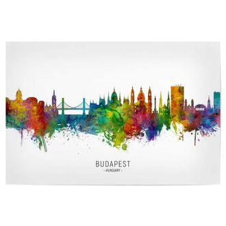 artboxONE Poster 30x20 cm St&auml;dte/Budapest Budapest Hungary Skyline txt - Bild Budapest Cityscape Hungary