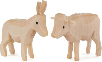 Rudolphs Schatzkiste Miniaturfigur Ochs und Esel Natur BxHxT 5x4x2,5cm NEU Rind Kuh Bulle Grautier Holzfigur Weihnachtsfigur Miniatur Miniaturgruppe Miniaturfiguren Miniat