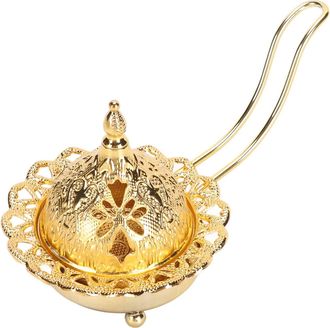 Brrnoo Weihrauchbrenner Metall Vintage, Holzkohle Räucherbrenner, Tragbarer Bakhoor Brenner für Büro, Heimdekoration, Spa und Aromatherapie, Gold