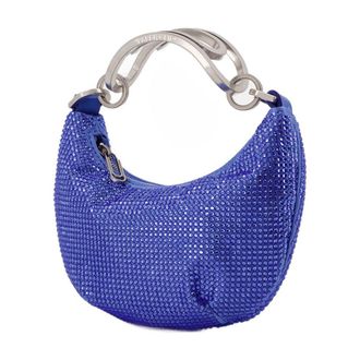 Off-white Womens Mini Binder Clip Bag Strass Blue Leather Handbags-purses