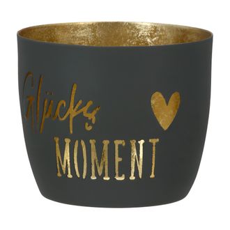 Gilde Gilde Windlicht Gl&uuml;cksmoment 8.5 cm | Metall | Teelichthalter | (grau)