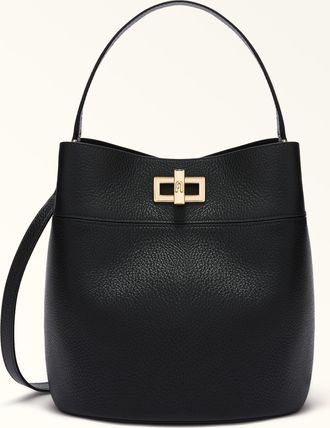 Furla Amelia Beuteltasche S Nero Schwarz Genarbtes Kalbsleder Damen