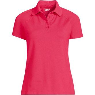 Lands End Piqu&eacute;-Poloshirt SLIM FIT mit kurzen &Auml;rmeln, Damen, Gr&ouml;&szlig;e:32-34 petite, Pink, Baumwolle/Baumwoll-Mischung, by Lands End