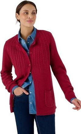 Damart Cardigan Maille Fantaisie Manches Longues Femme Rouge Taille 38/40