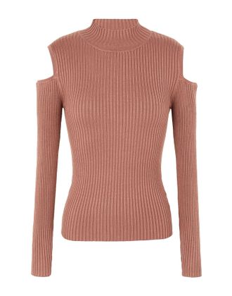 8 by YOOX KNIT COLD-SHOULDER L/SLEEVE TOP