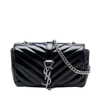 Saint Laurent Sac bandouli&egrave;re en cuir verni matelass&eacute; Pre-owned - Femme - Pre-owned - Noir - Taille: ONE Size