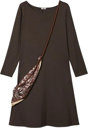 Oltre Femme, Robes, Brun, Taille: 46 FR Robe &Eacute;vas&eacute;e avec D&eacute;tail Foulard